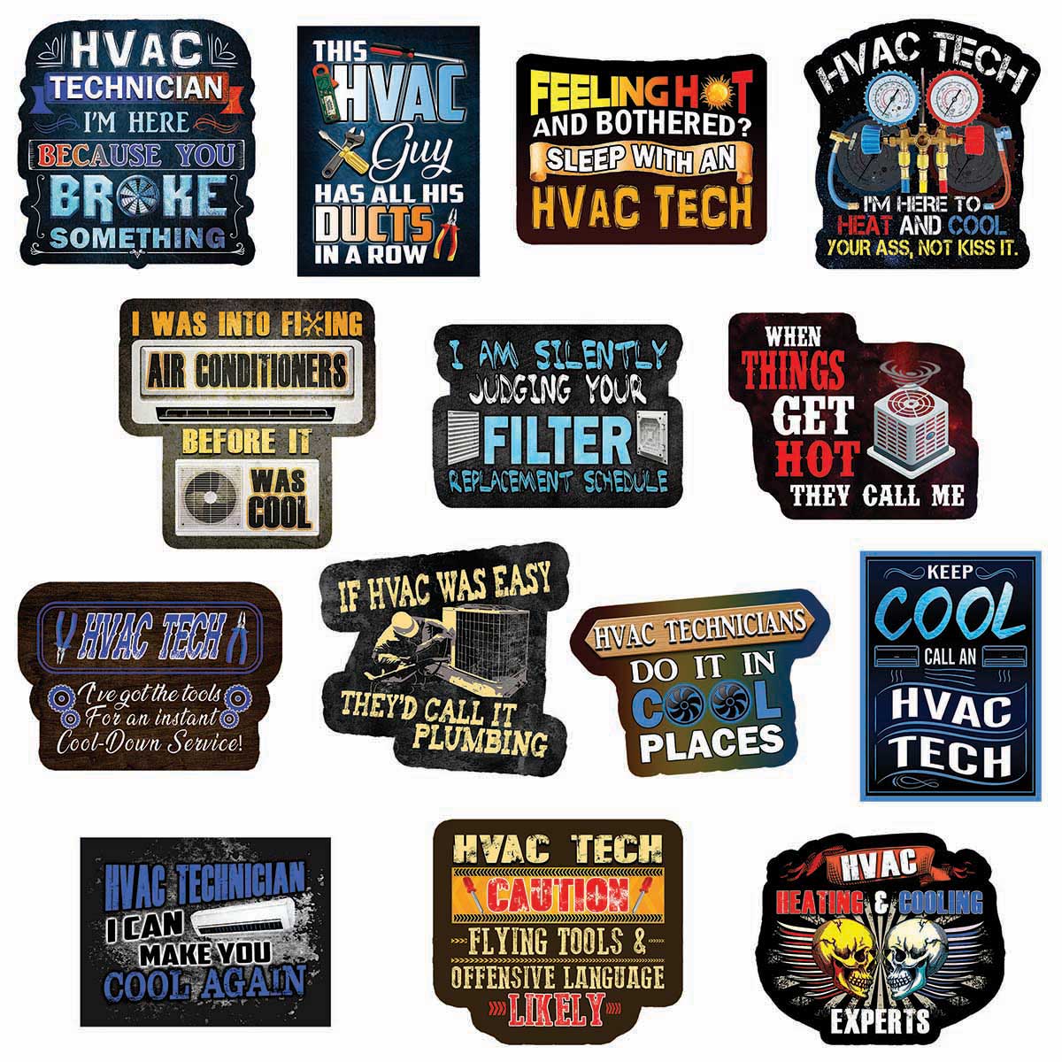 Buy Quality HVAC Stickers - Funny Hard Hat Stickers for HVAC Techs ...